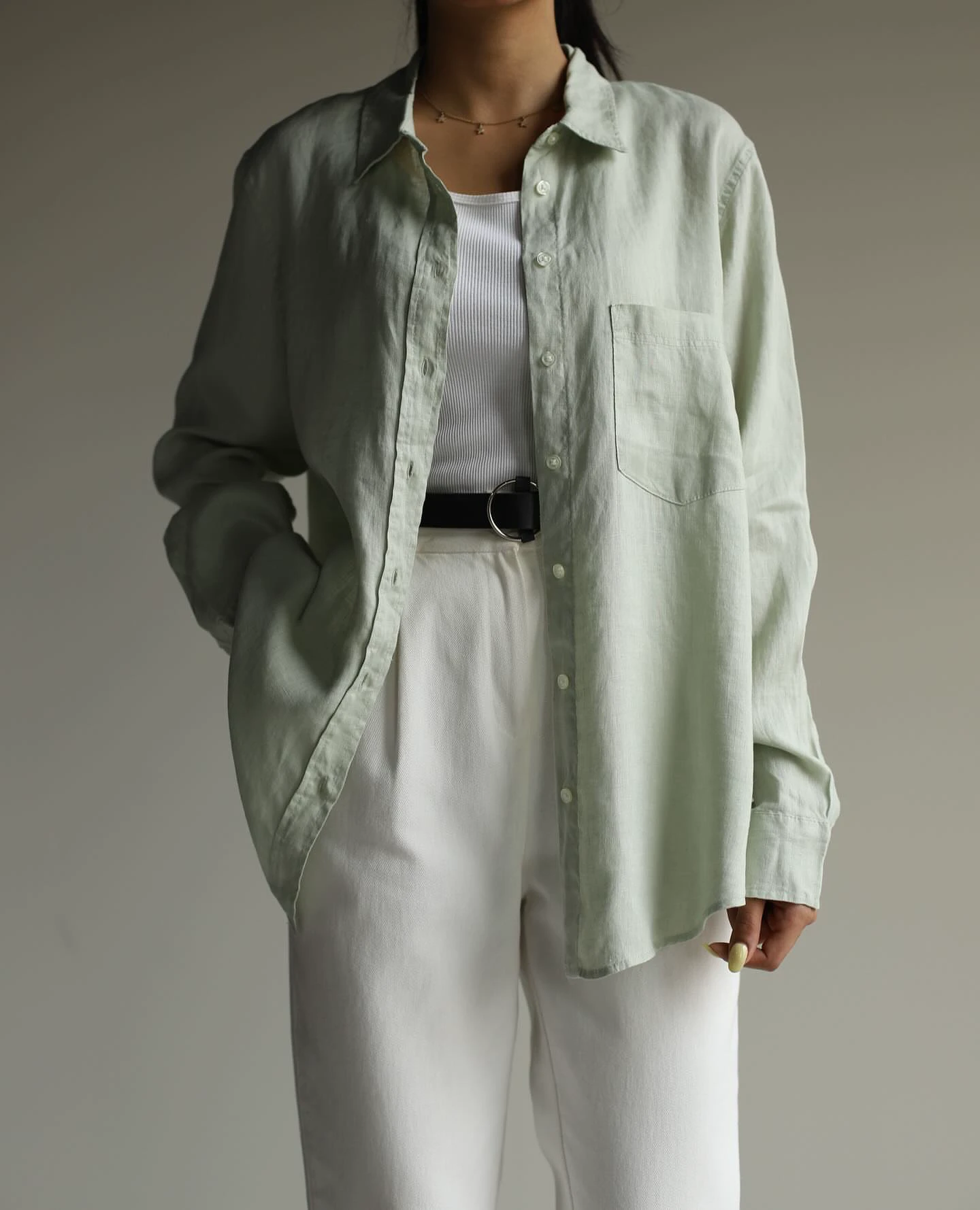 خرید شومیز لینن رنگی tghv_h&m | شاپینو